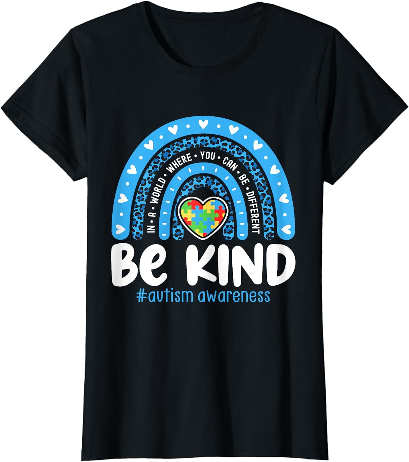 Autism Awareness Rainbow In April We Wear Blue Ribbon Autism T-Shirt ...