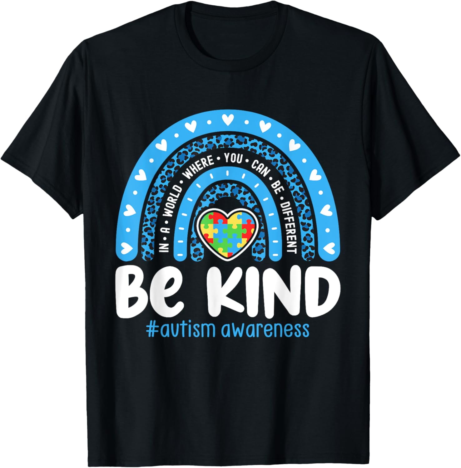 Autism Awareness Rainbow In April We Wear Blue Ribbon Autism T-Shirt ...