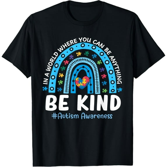 Autism Awareness Rainbow In April We Wear Blue Ribbon T-Shirt - Walmart.com