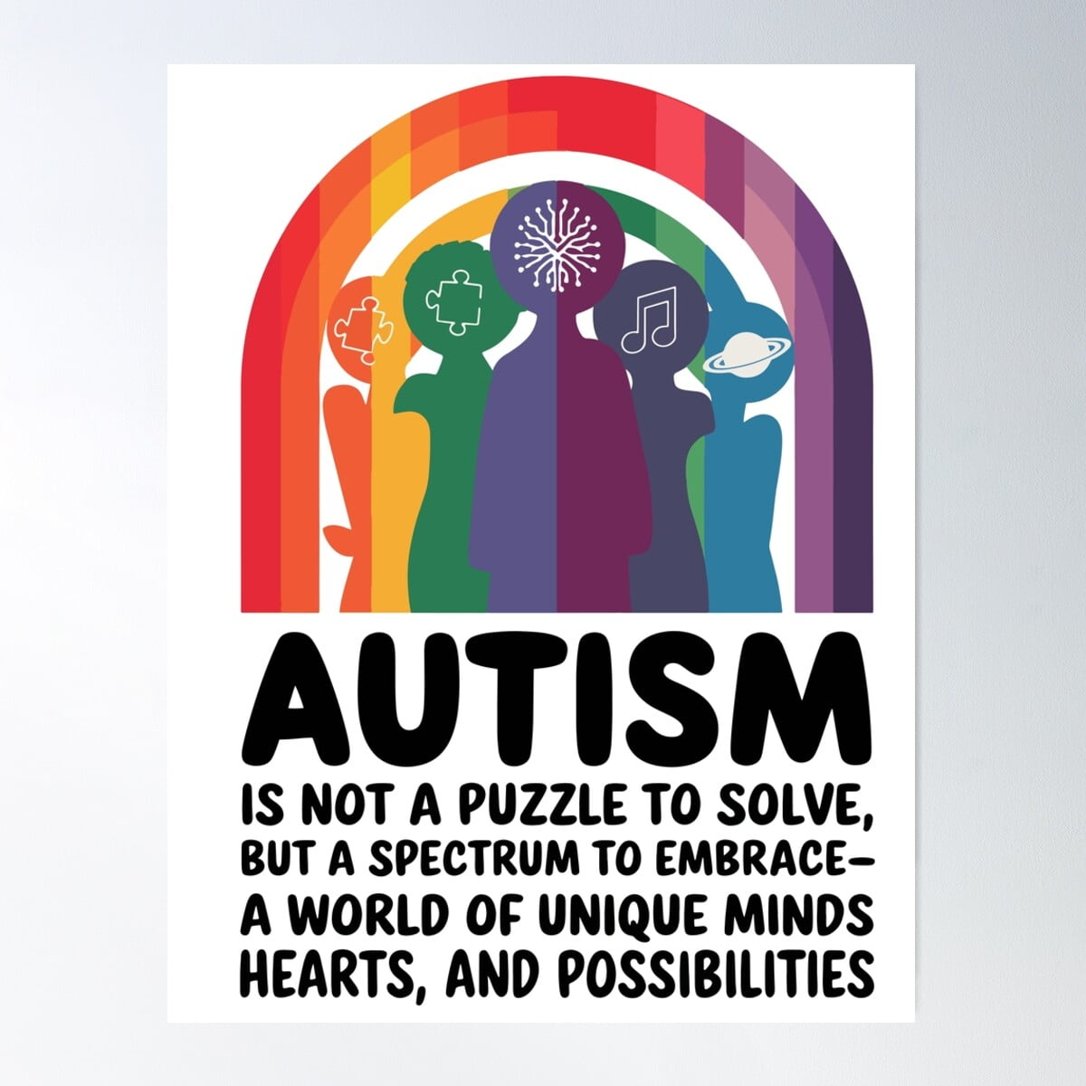 Autism Awareness Rainbow Spectrum Unique Minds Neurodiversity Design ...