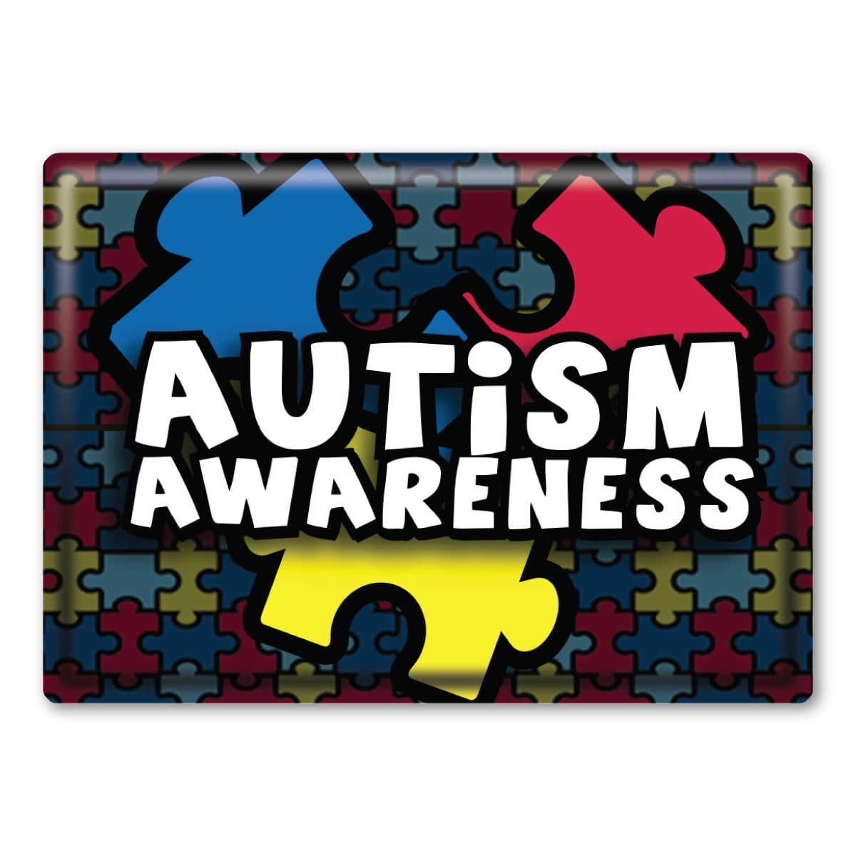 Autism Awareness Rectangle Button Magnet with Magnetic Badge Back ...