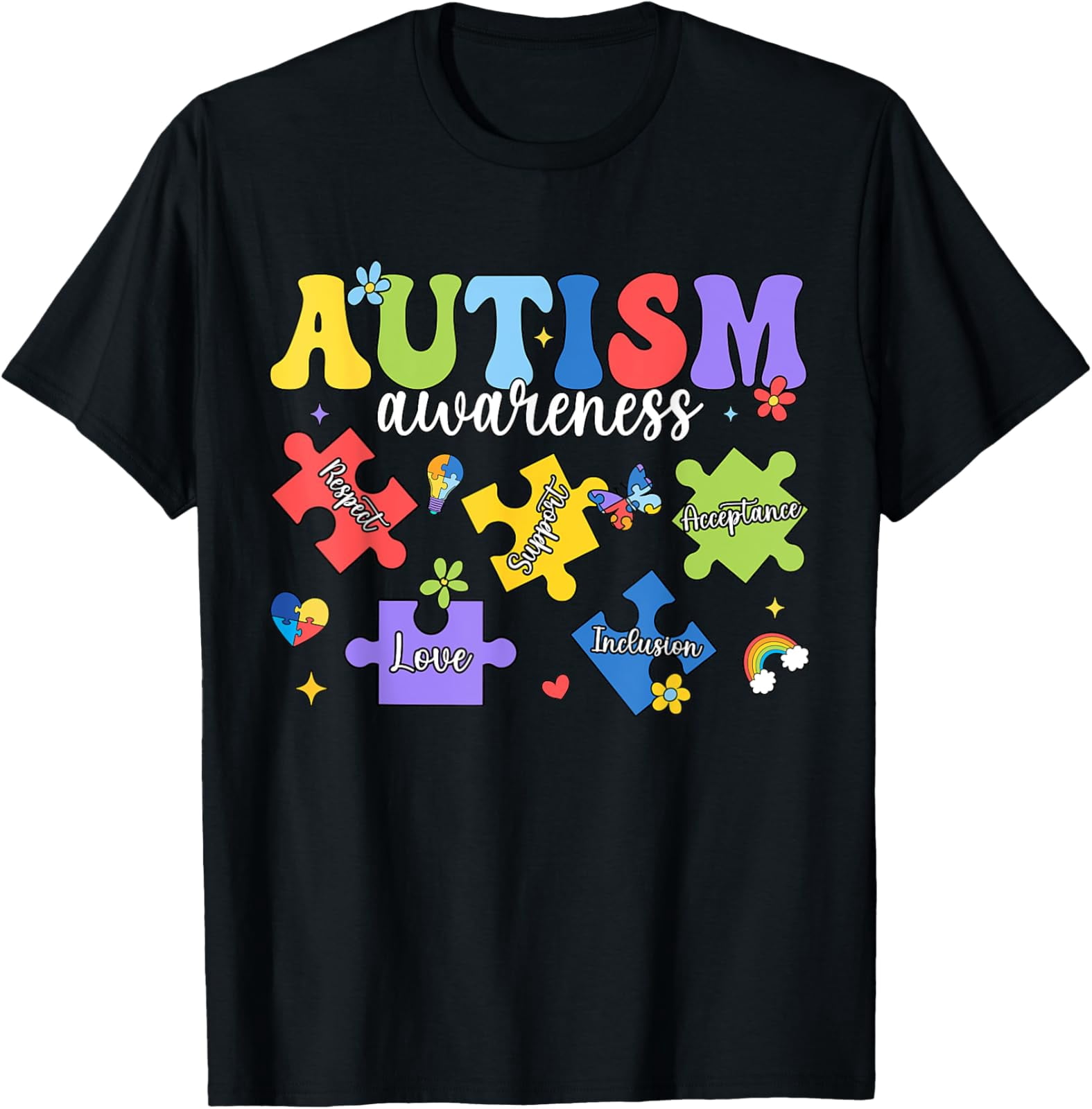 Autism Awareness Respect Love Support Blue Autism Puzzle T-Shirt ...