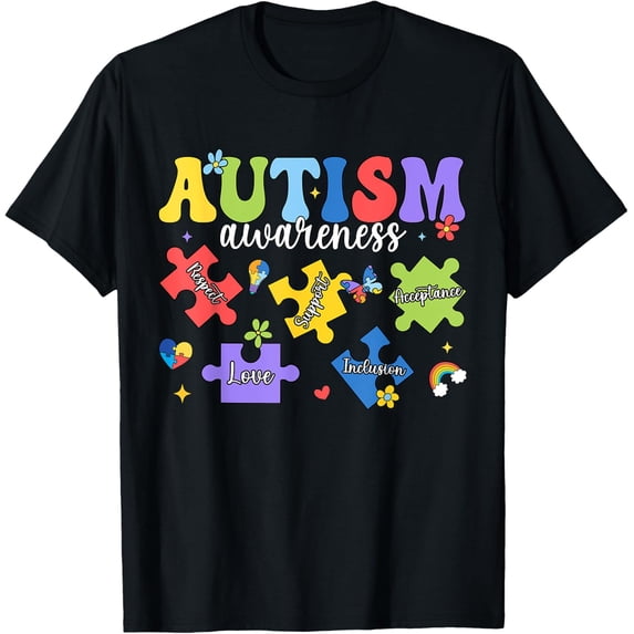 Autism Awareness Respect Love Support Blue Autism Puzzle T-Shirt ...