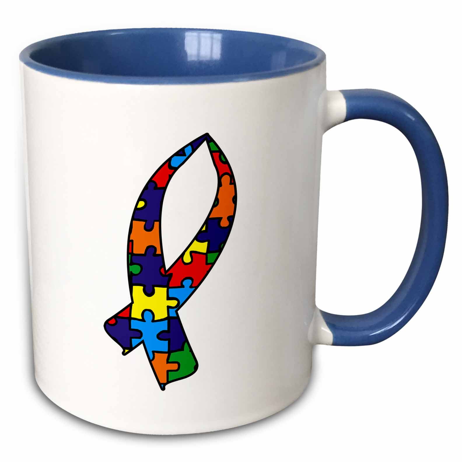 3drose, Autism Awareness Ribbon, 11oz Two-tone Blue Mug - Walmart.com