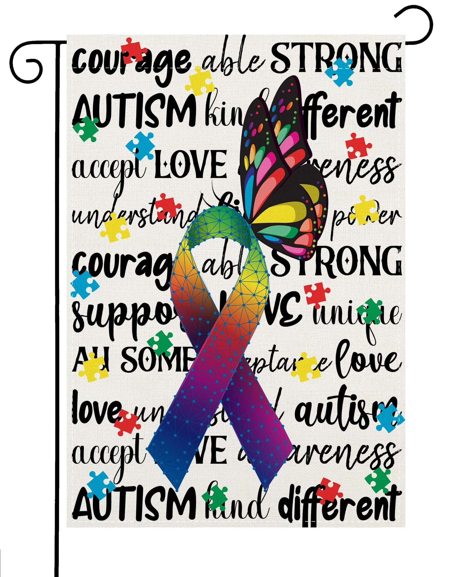 Autism Awareness Ribbon Butterfly Garden Flag 12.5×18'' Autism ...