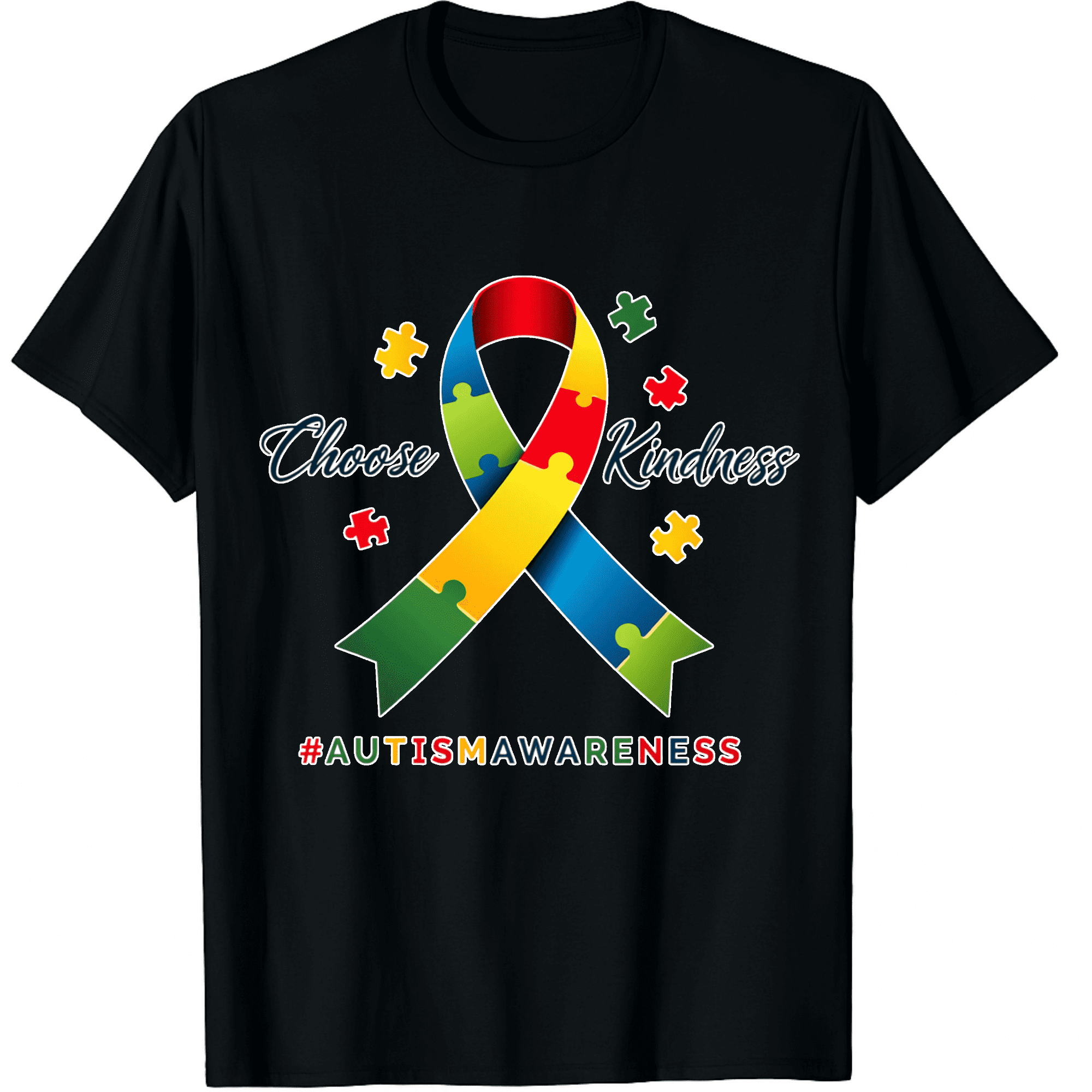 Autism Awareness Ribbon Choose Kindness Puzzle Piece Graphic Short ...