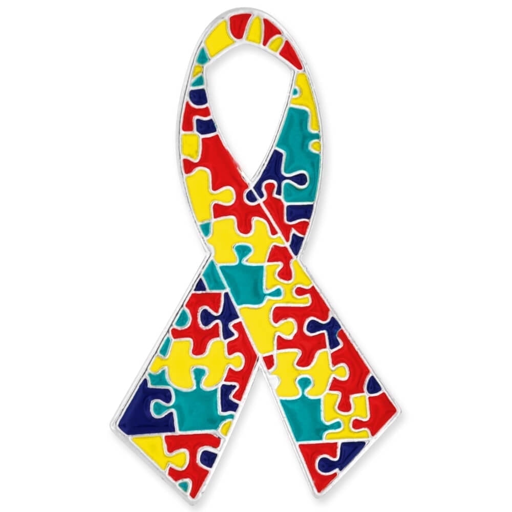 Autism Awareness Ribbon Puzzle Piece Enamel Lapel Pin 1-1/4 - 50 Pack ...
