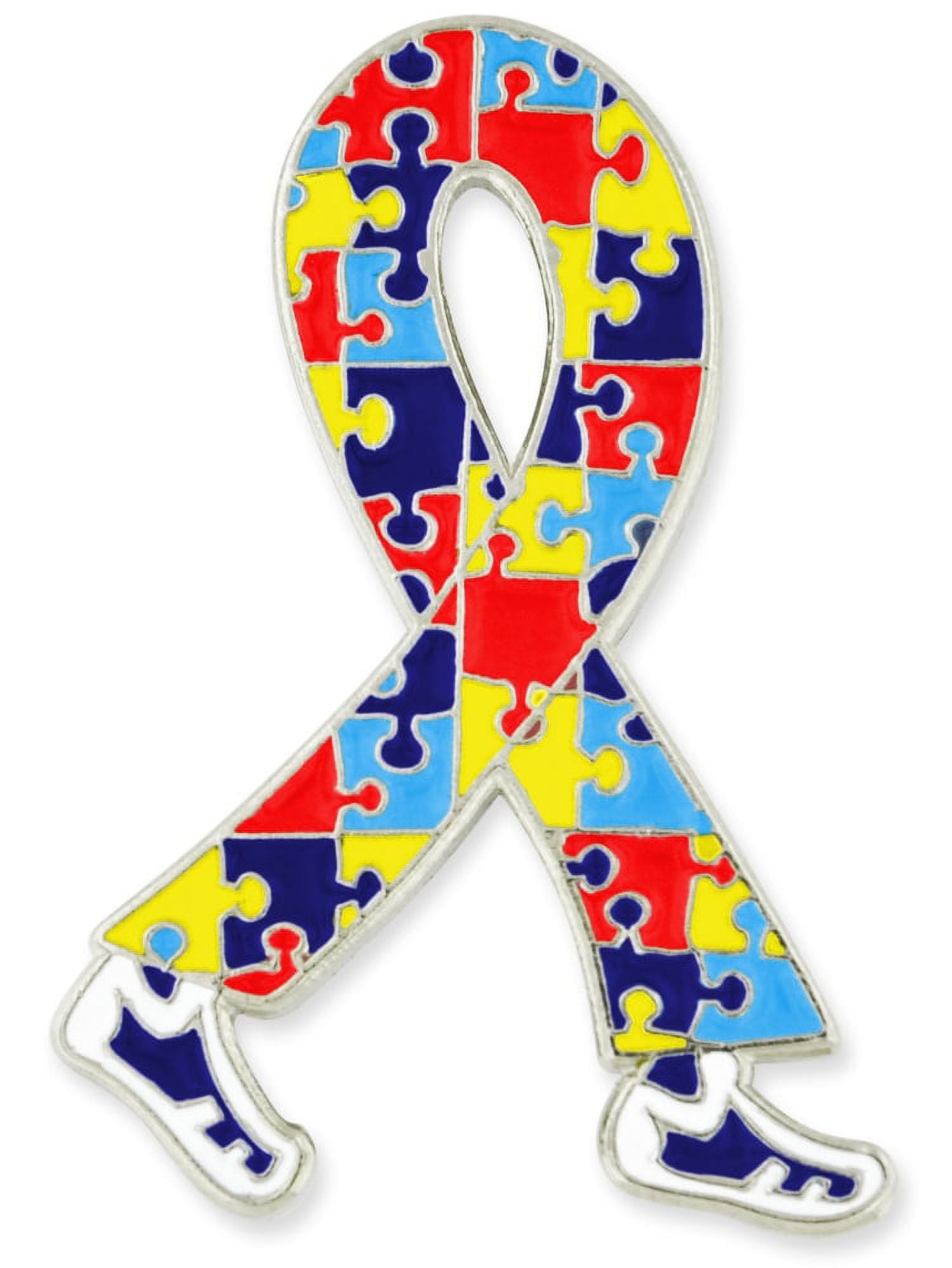 Autism Awareness Ribbon Walk Enamel Enamel Lapel Pin 1-1/4 - 10 Pack ...