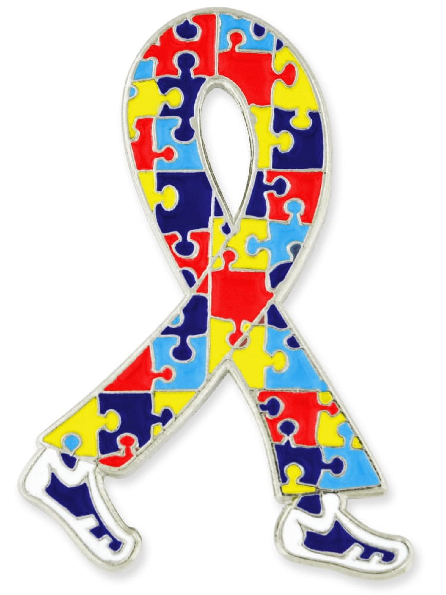 Autism Awareness Ribbon Walk Enamel Enamel Lapel Pin 1-1/4 - Walmart.com