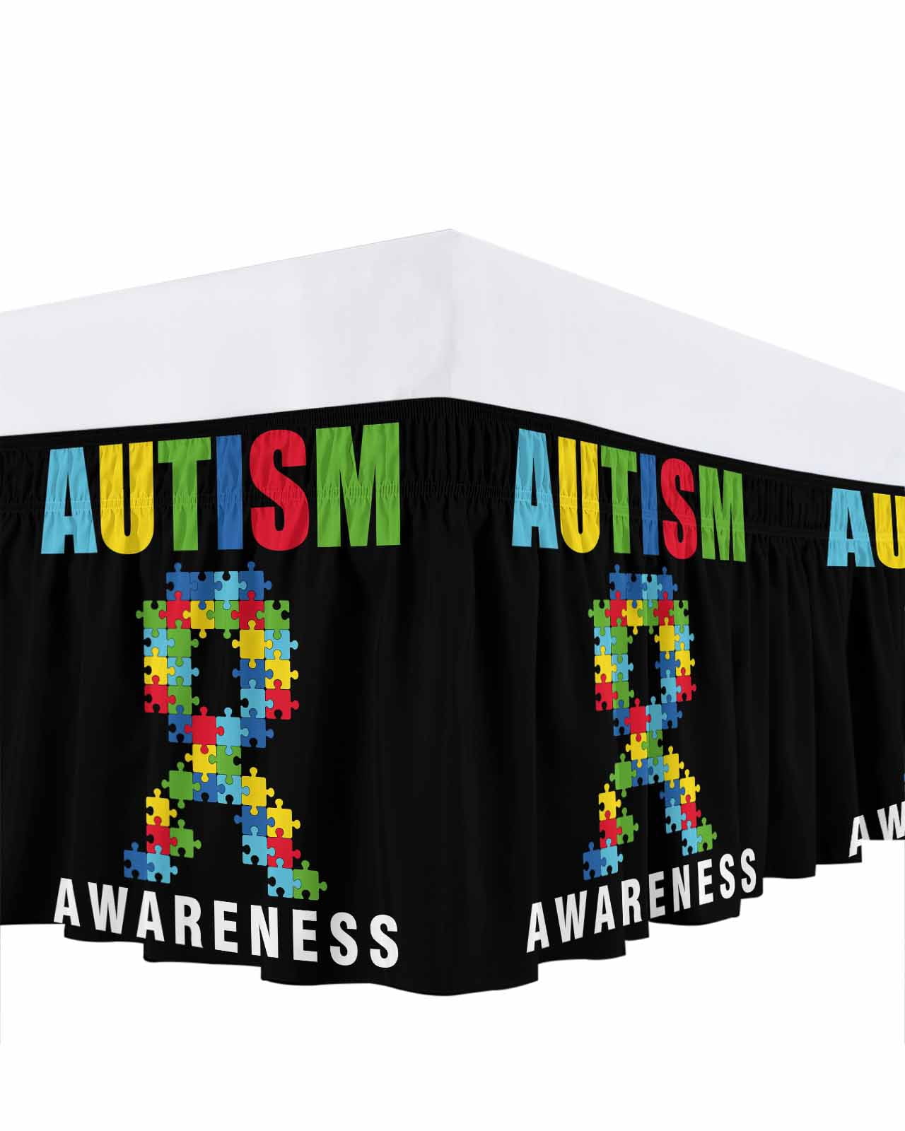 Autism Awareness Ruffle Bed Skirt King Size Colorful Blocks Adjustable ...