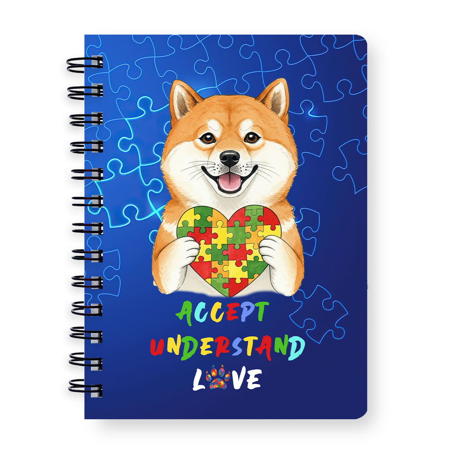 Autism Awareness Shiba Inu Accept Understand Love Spiral Bound Journal ...