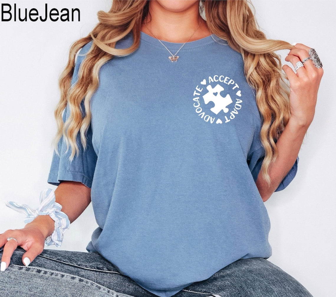 Autism Awareness Shirt, Accept, Adapt, Advocate ,Autism Aware Shirt ...