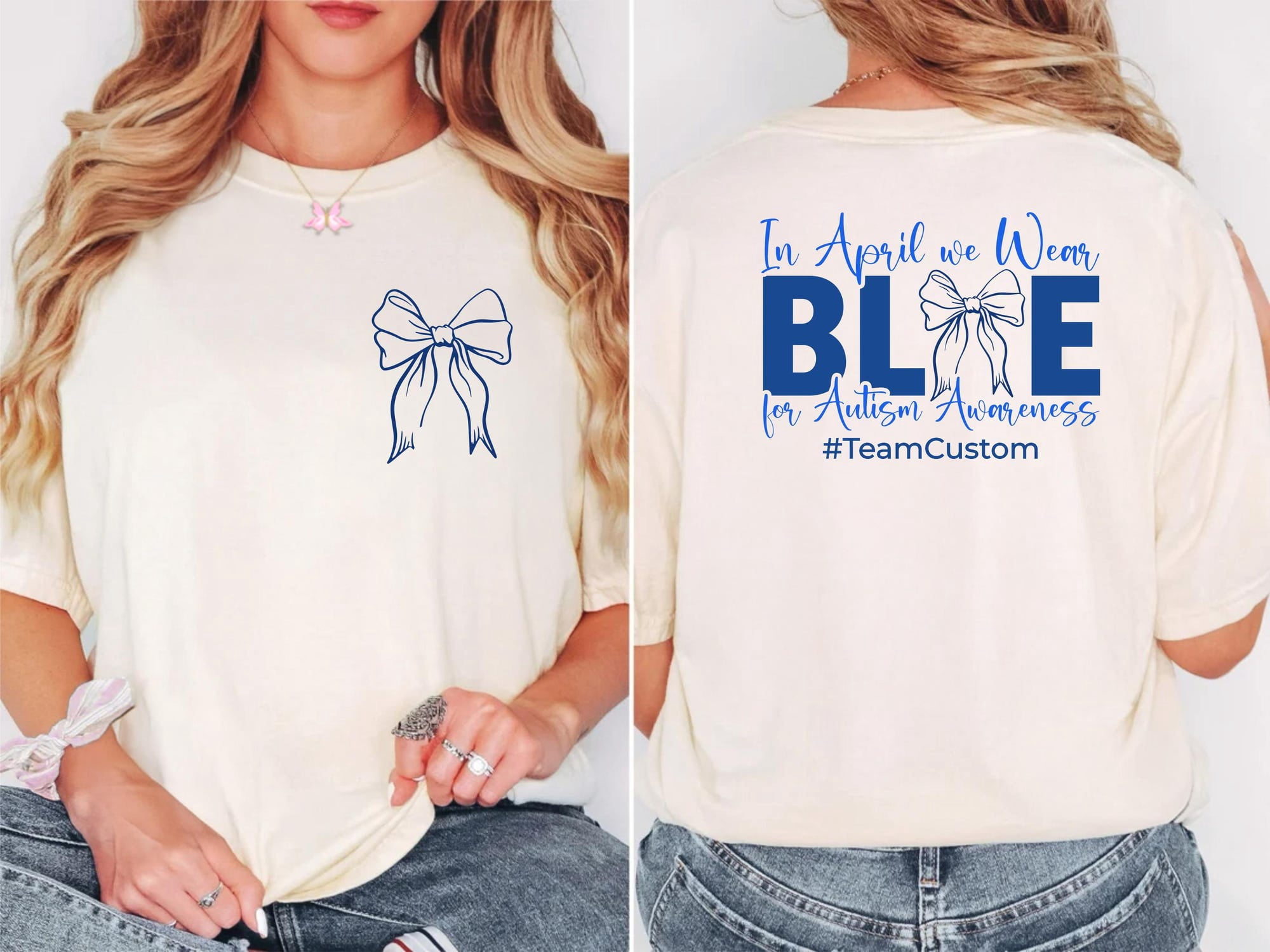 Autism Awareness Shirt Bow Back Design Advocate Tee - Walmart.com