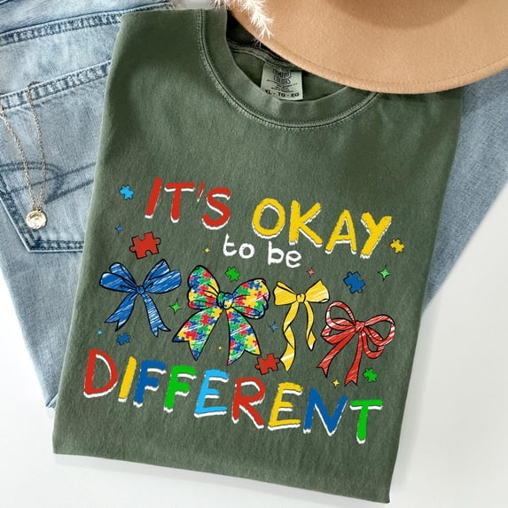 Autism Awareness Shirt Neurodiversity Support Tee Puzzle Bow Graphic ...