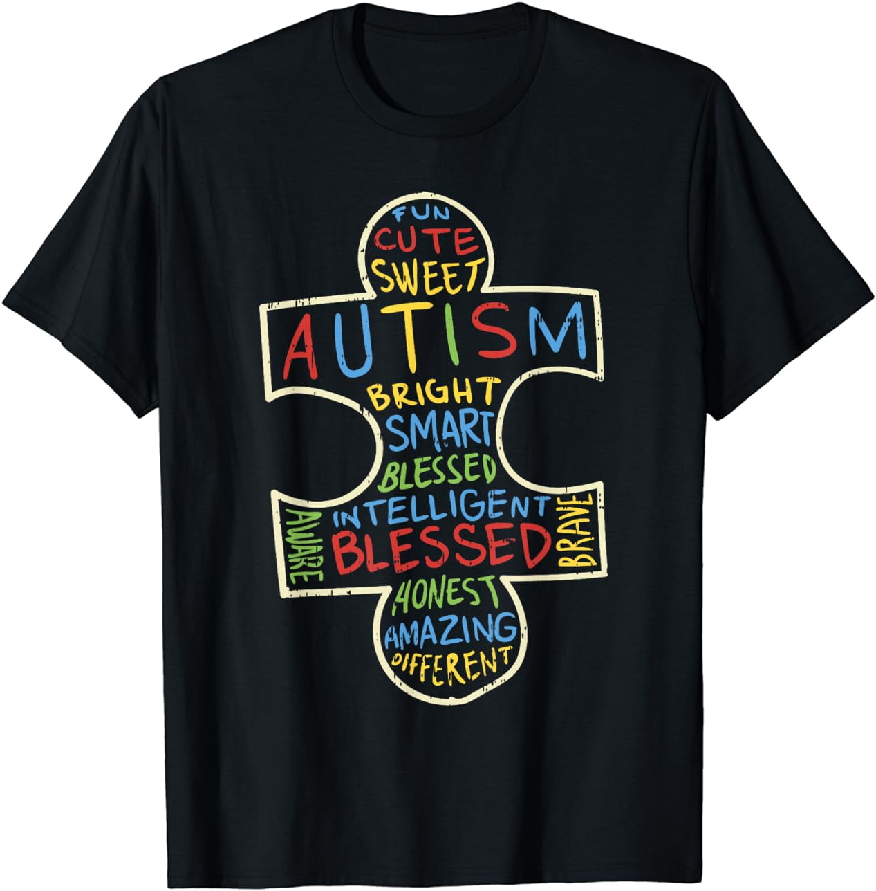 Autism Awareness Shirt Puzzle Piece Words Autistic T Shirt