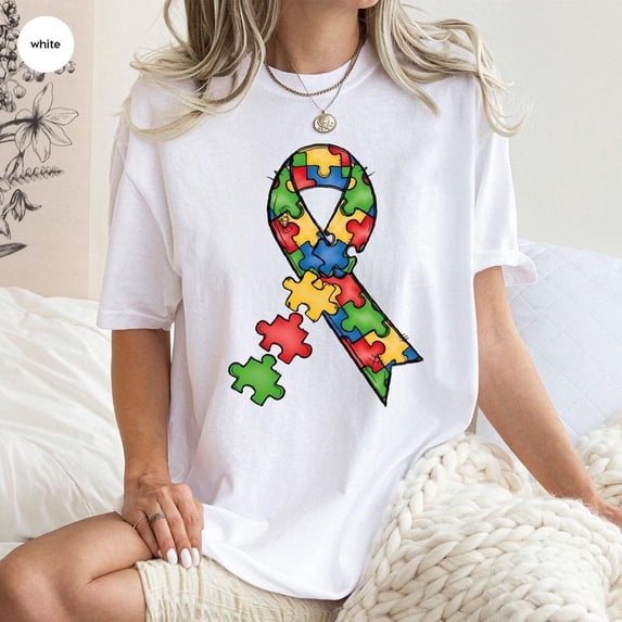Autism Awareness Shirt, Puzzle Pieces Ribbon Shirts, Autism , Autism ...