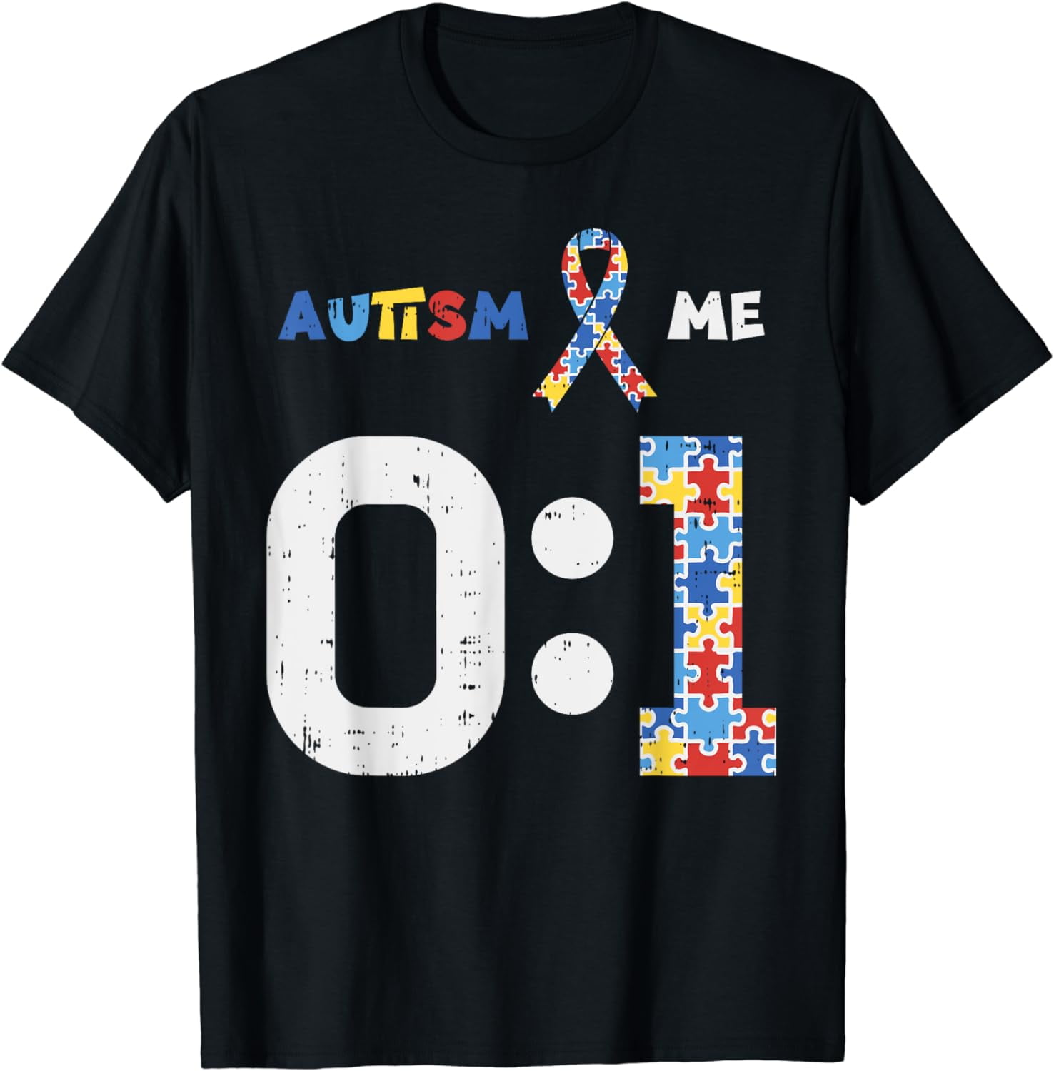 Autism Awareness Shirt Puzzle Ribbon Autistic Gift Vs Me 0:1 T-Shirt ...