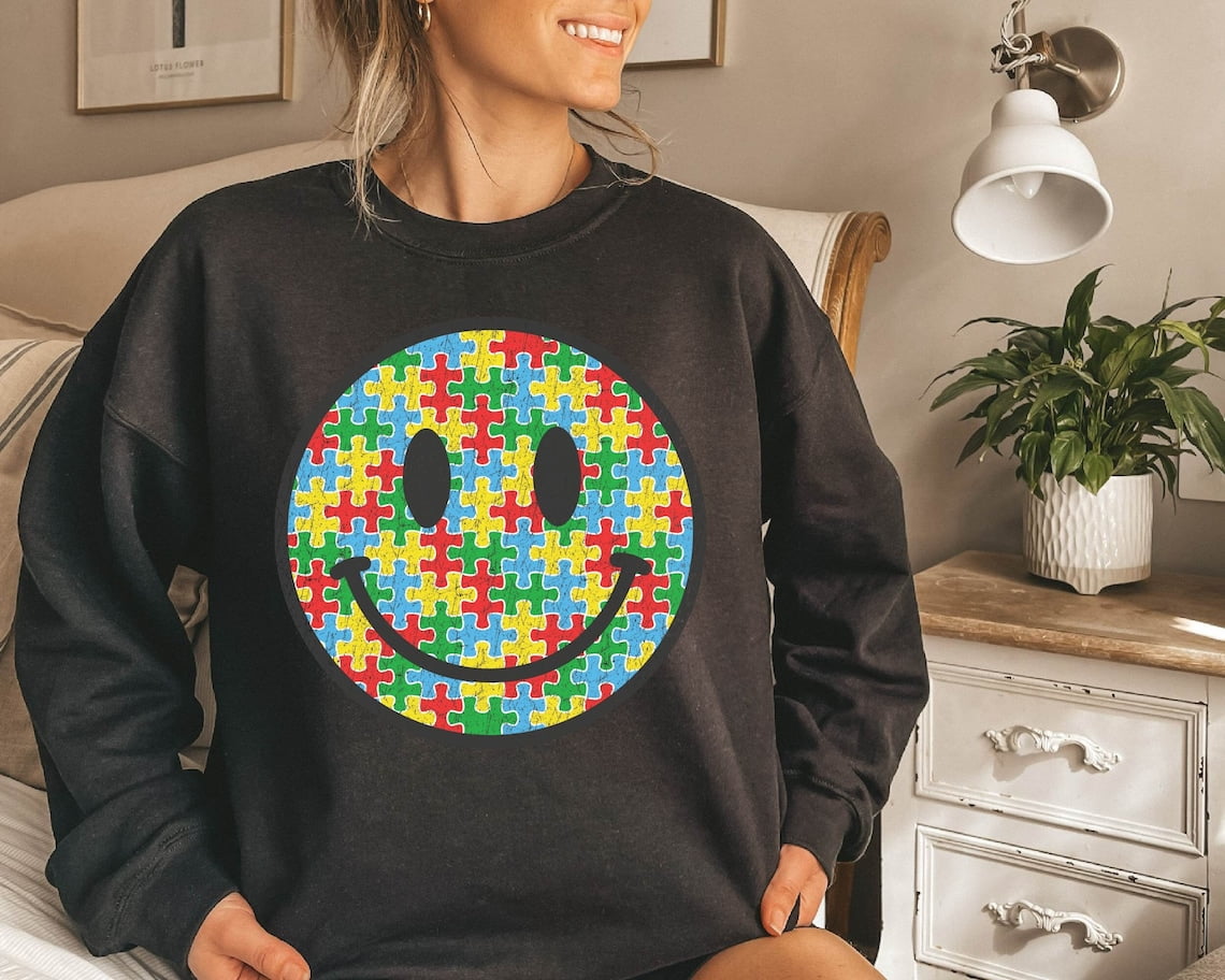 Autism Awareness Smiley Face , Perfect Gift For Autism Advocacy ...