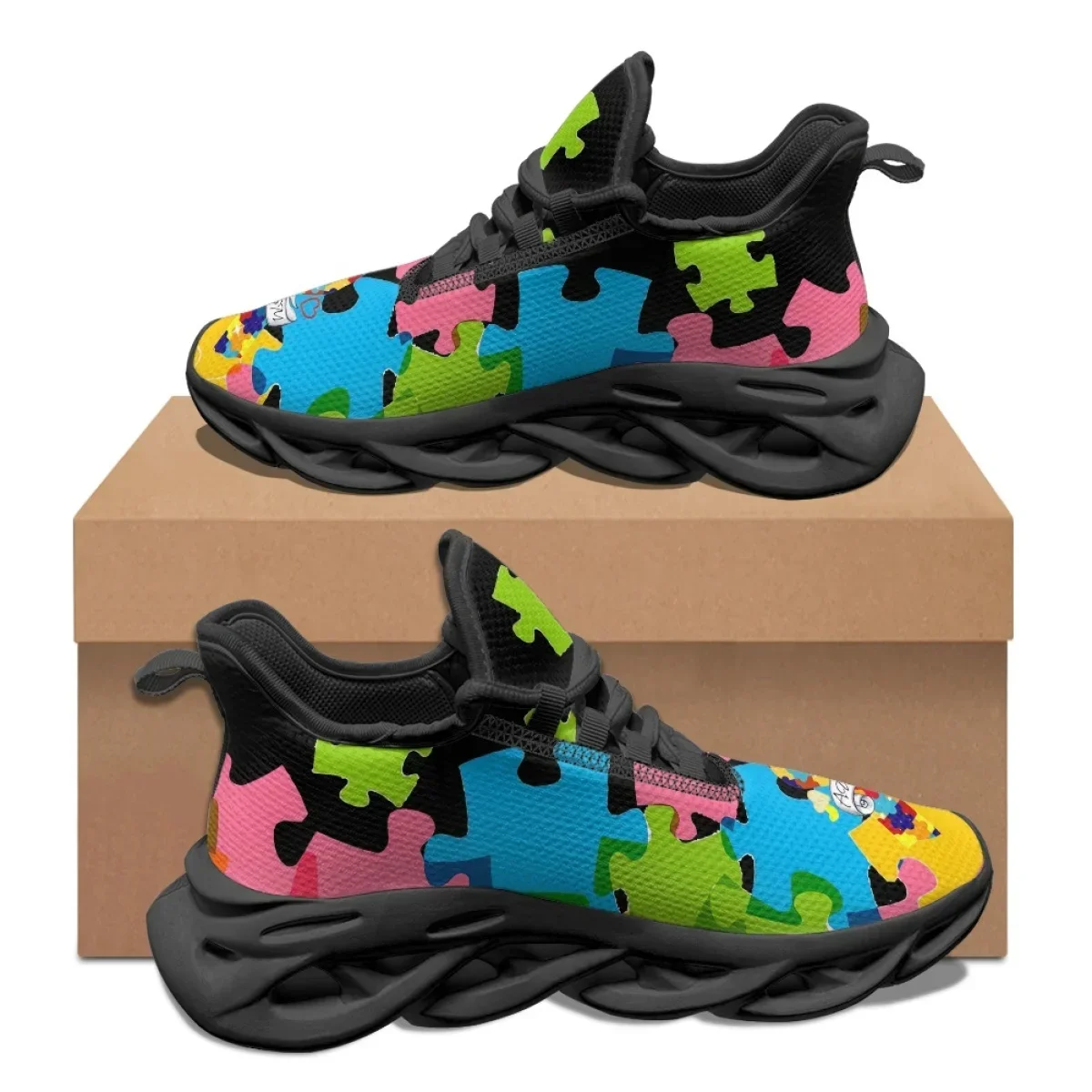 Autism Awareness Sports Running Shoe Color Puzzle Durable Wild Cozy Men ...