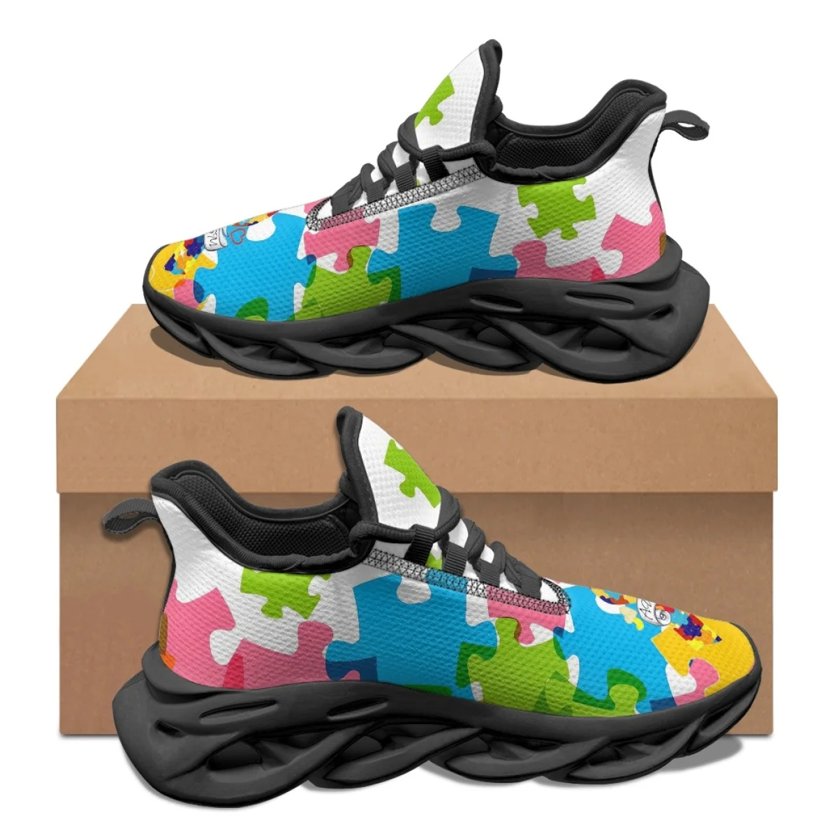 Autism Awareness Sports Running Shoe Color Puzzle Wild Cozy Men’s ...