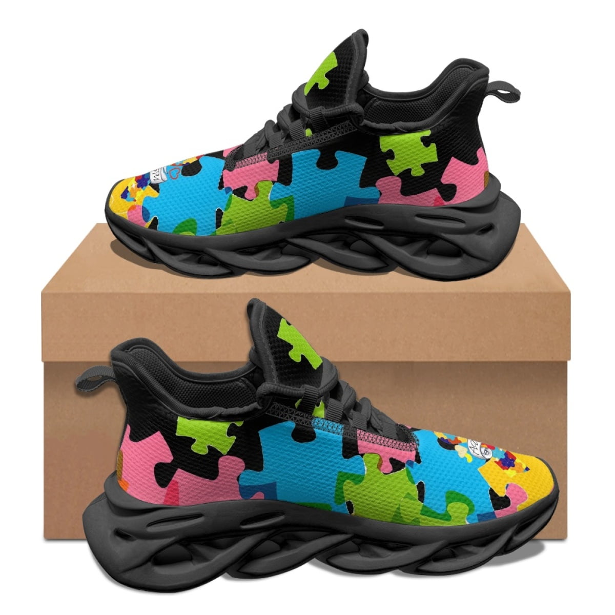 Autism Awareness Sports Running Shoe Color Puzzle Wild Cozy Men’s ...