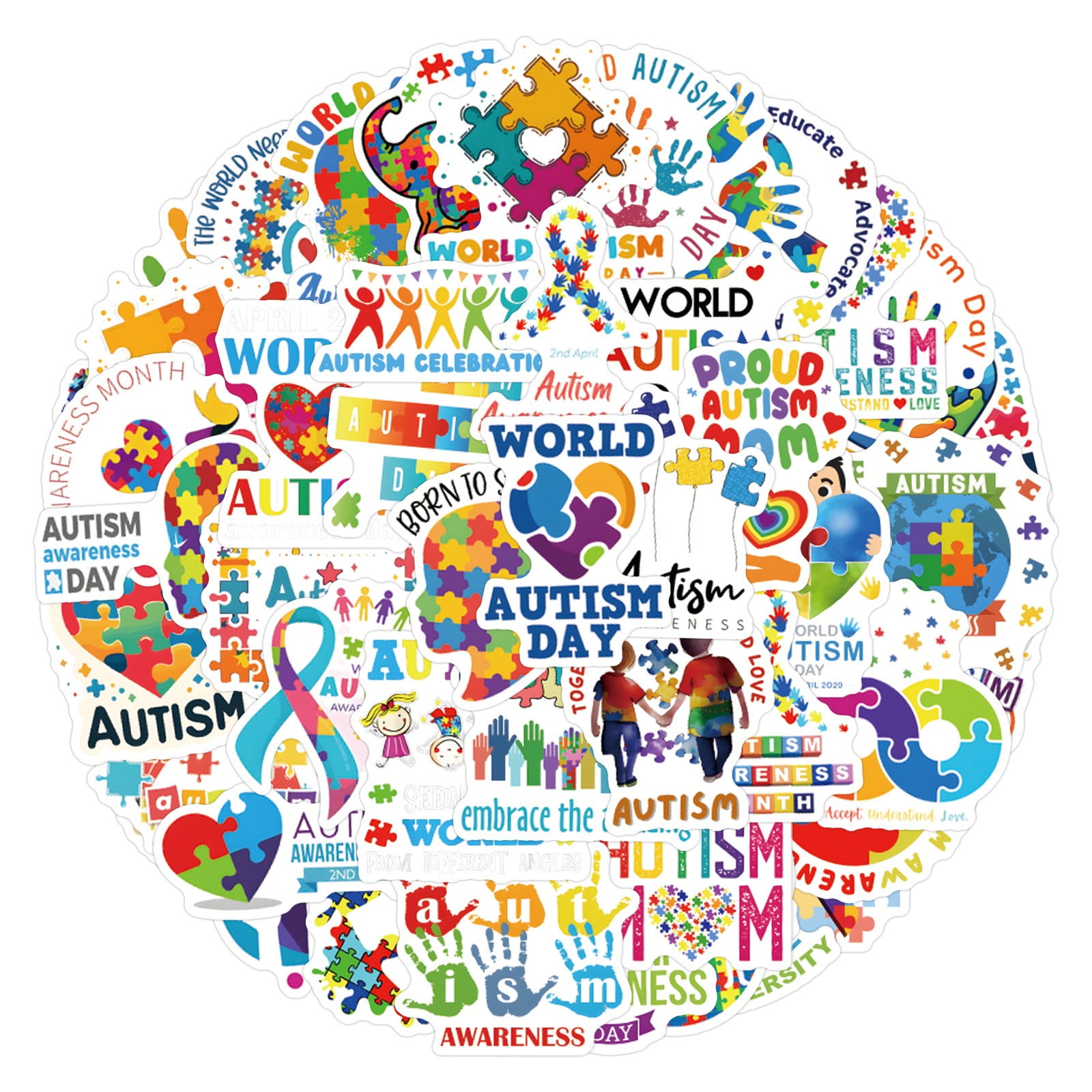 Autism Awareness Stickers Vibrant Puzzle Piece Designs for Laptops ...