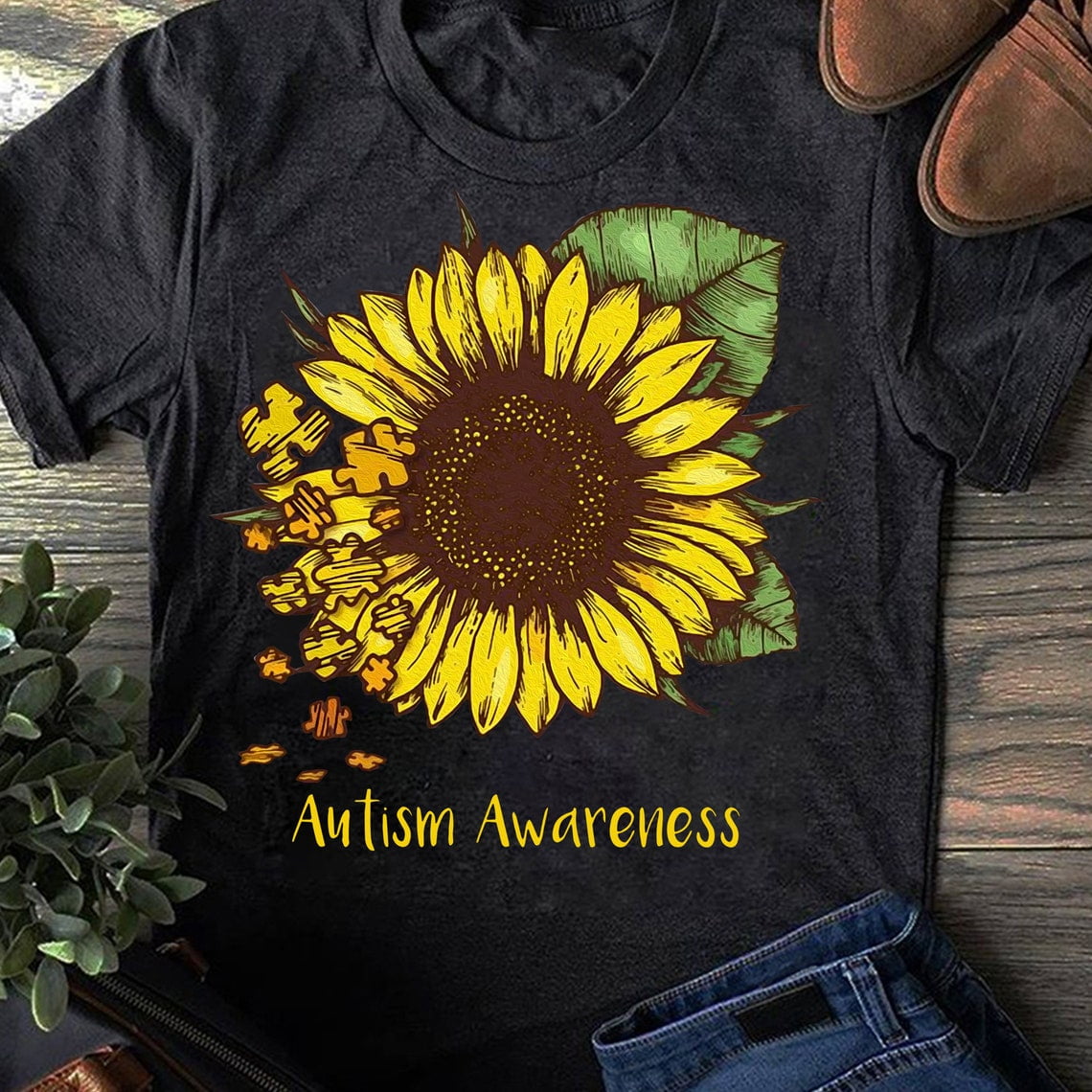 Autism Awareness Sunflower T-Shirt Flower - Autism Mom Shirt, Autism ...