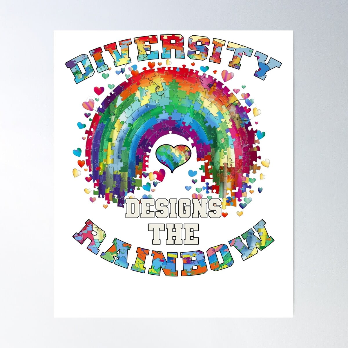 Autism Awareness & Support Diversity Rainbow Poster Wall Art, Modern ...