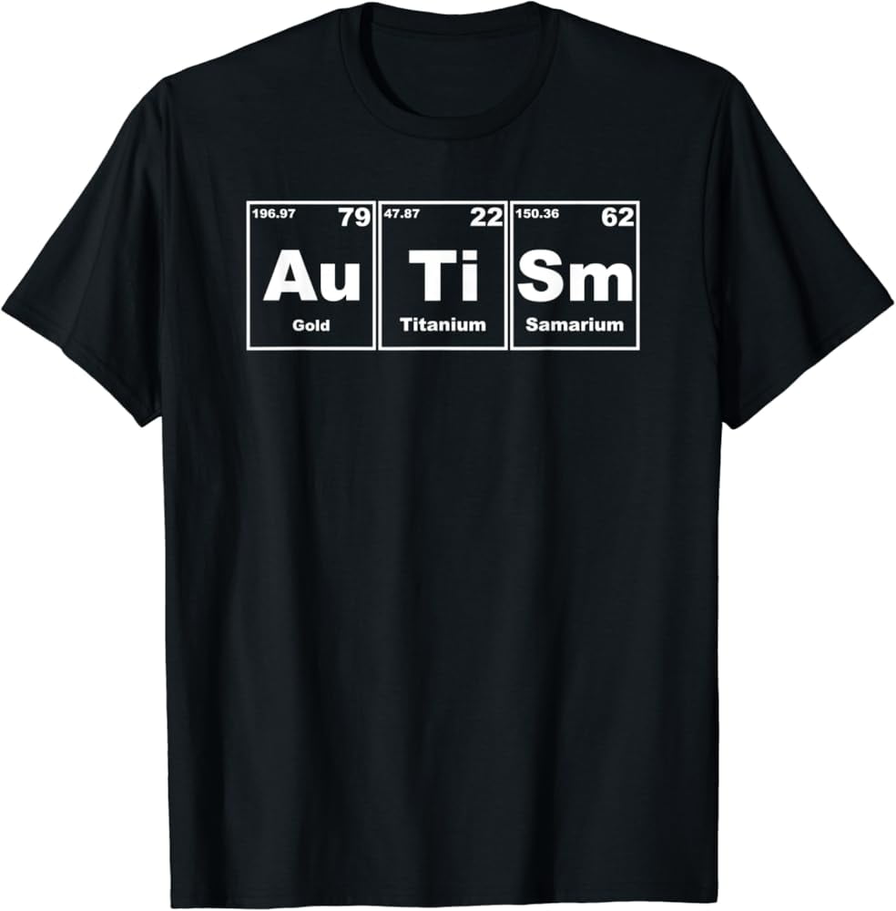 Autism Awareness Support Men Women, Autism Periodic Table T-Shirt ...
