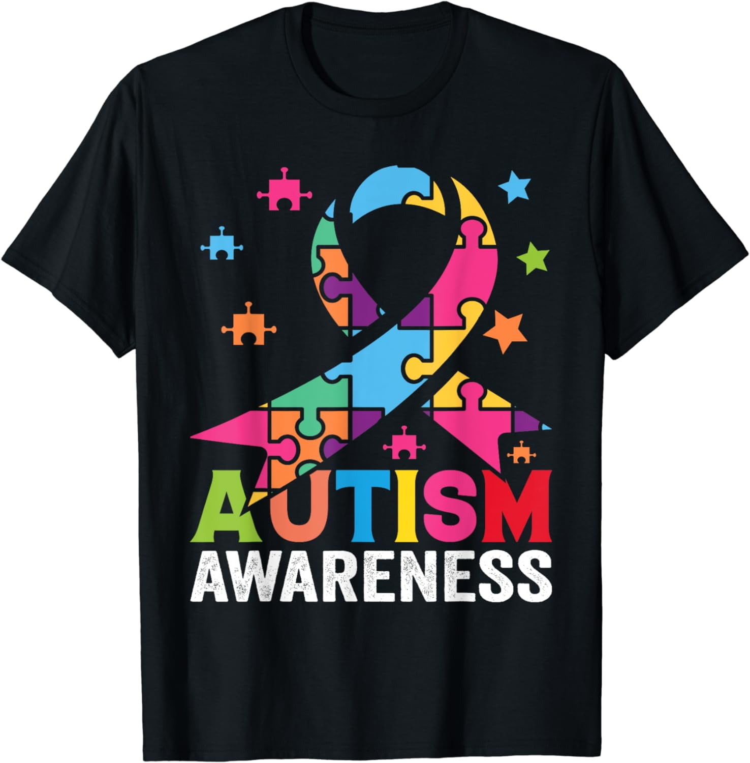 Autism Awareness Support Puzzle Ribbon Graphic T-Shirt - Walmart.com