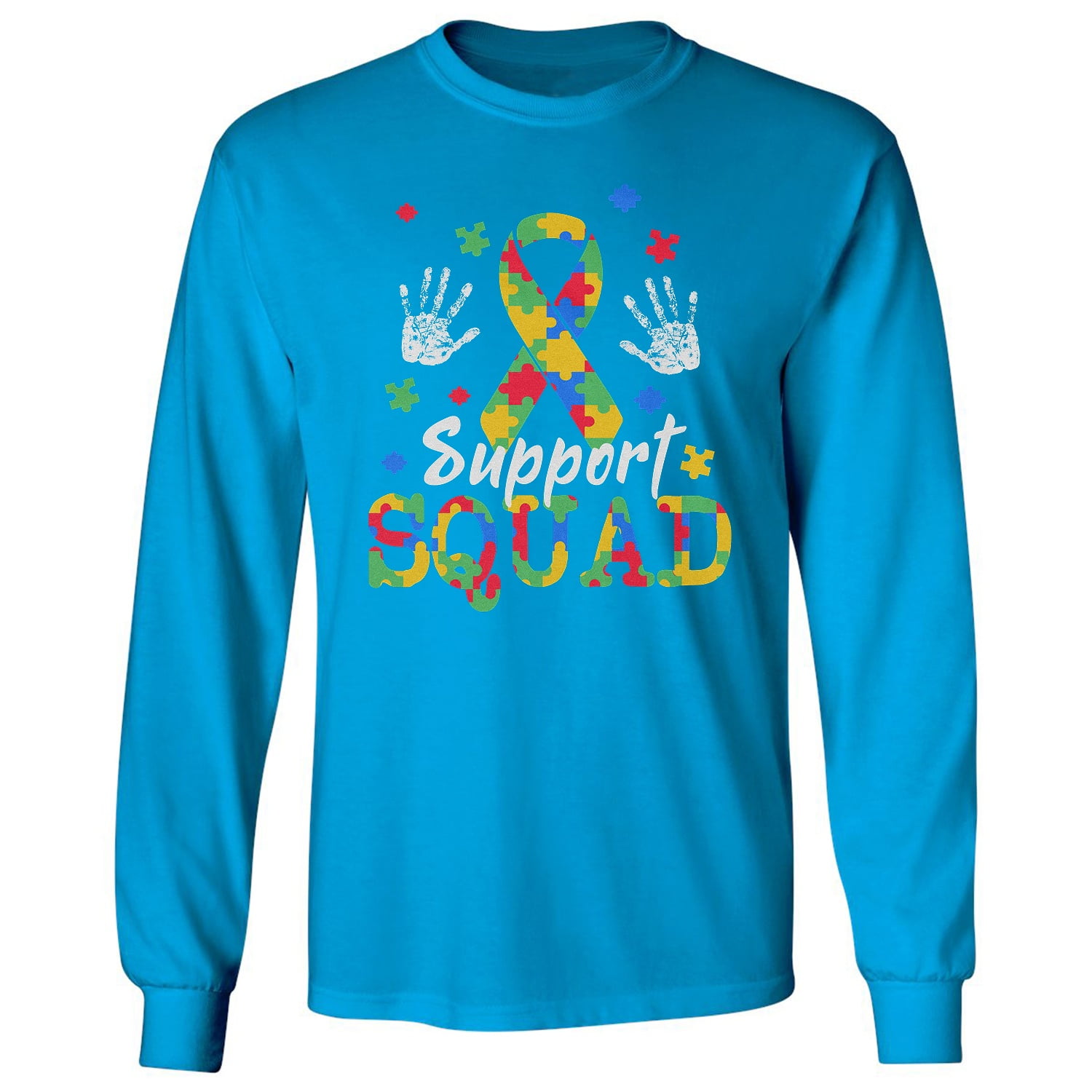 Autism Awareness Support Squad - Autism Puzzle Ribbon Long Sleeve T ...