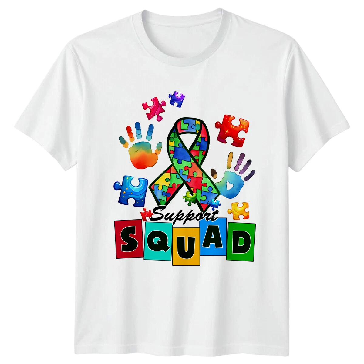 Autism Awareness Support Squad Puzzle Ribbon Graphic T-Shirt - Walmart.com