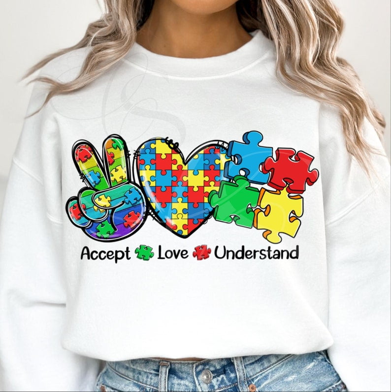 Autism Awareness Sweatshirt, Accept Love Understand Autism Shirt ...