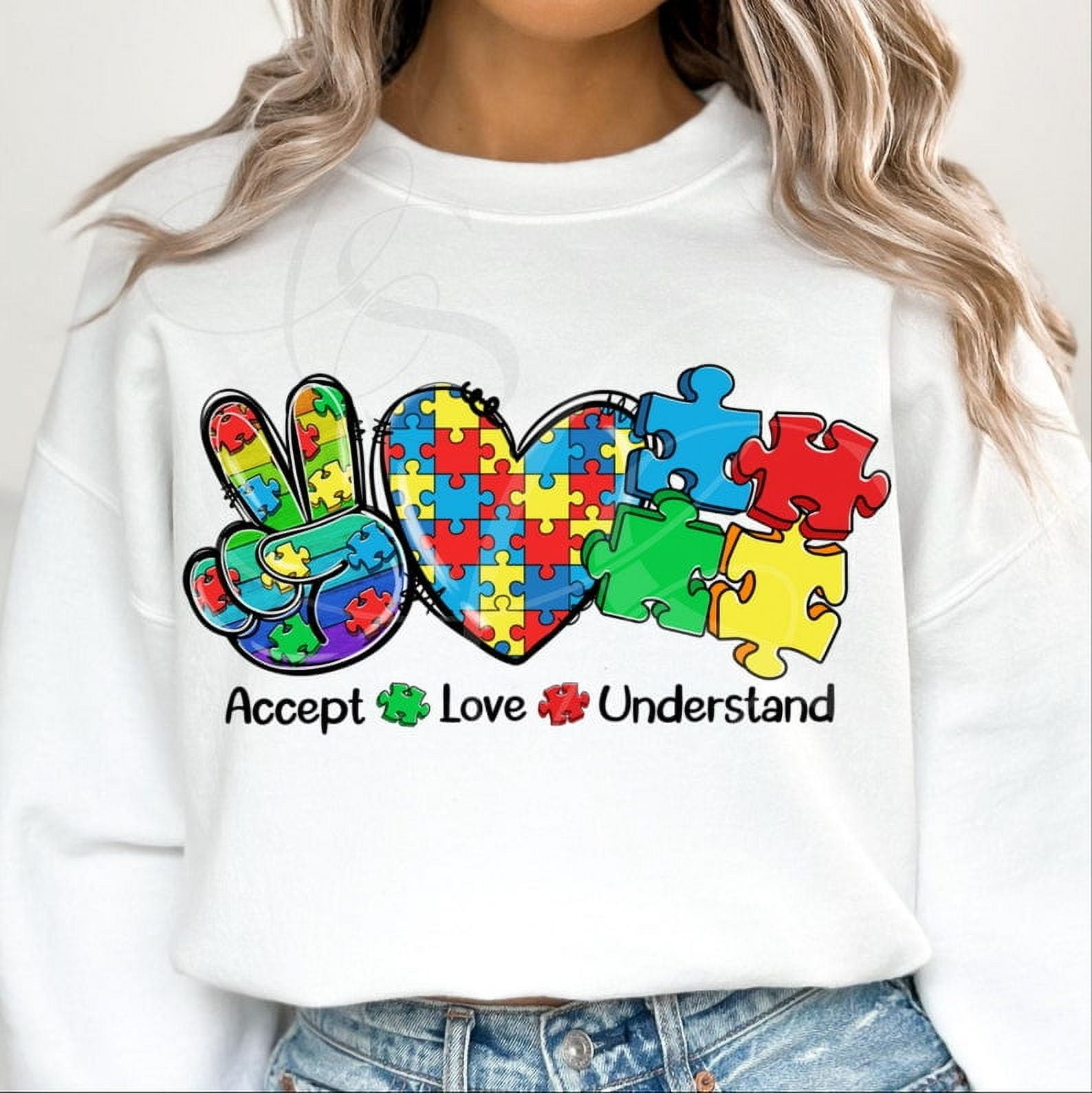 Autism Awareness Sweatshirt, Accept Love Understand Autism Shirt ...