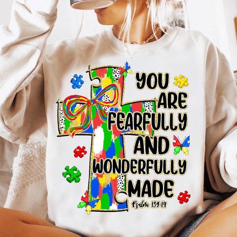 Autism Awareness Sweatshirt, Christian Cross Autism Sweatshirt ...