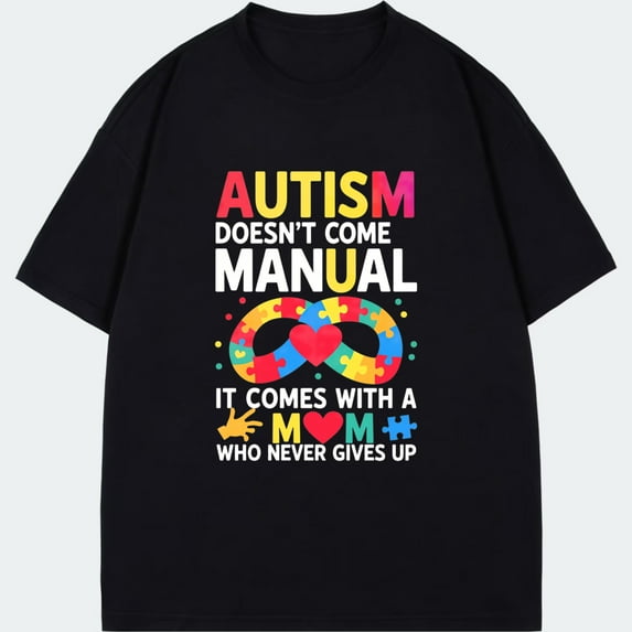 Autism Awareness T Shirt Black Autism Puzzle Ribbon And Heart Design ...