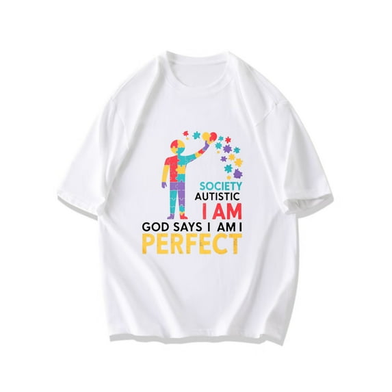 Autism Awareness T Shirt Black Puzzle Person And Heart Design With ...