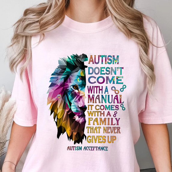 Autism Awareness T-Shirt: Inspirational Lion Family Support Tee All ...