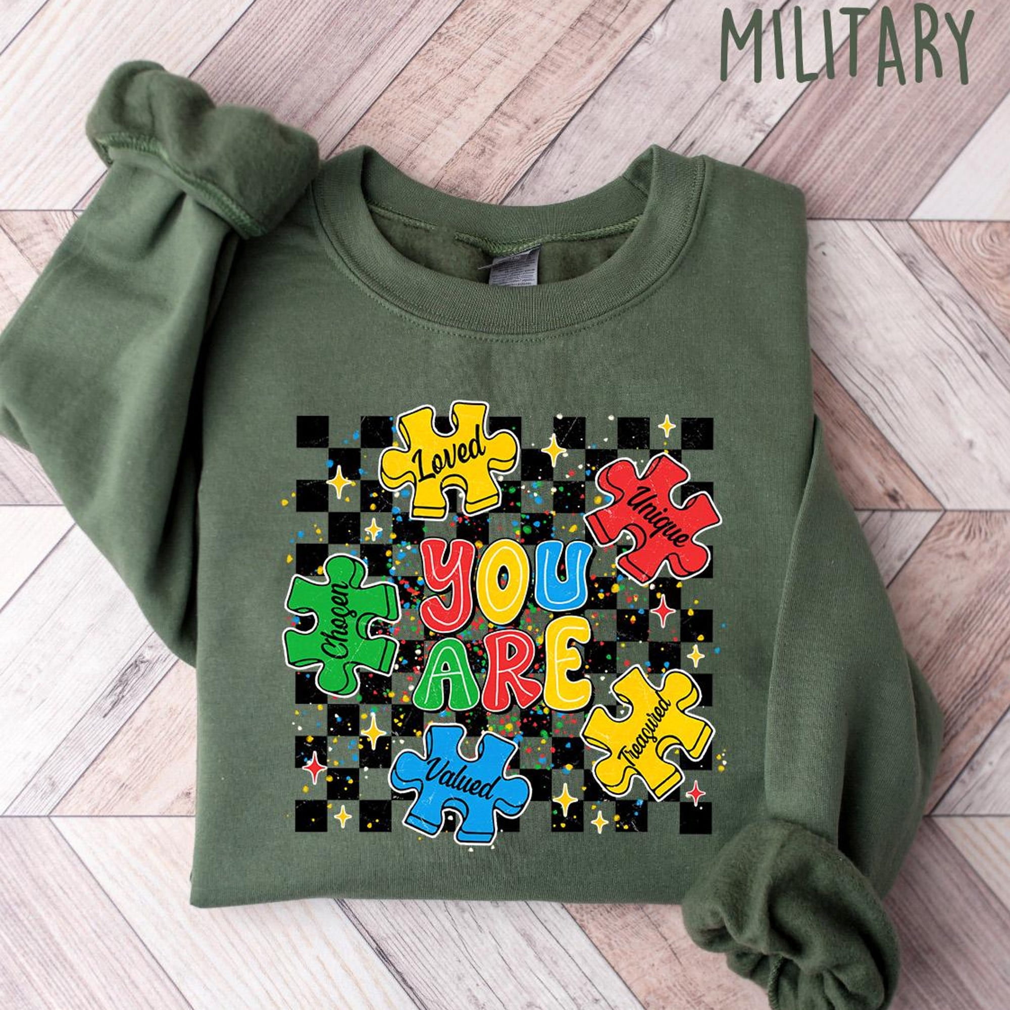 Autism Awareness TShirt Crewneck You Are Loved Unique Chosen Valued ...
