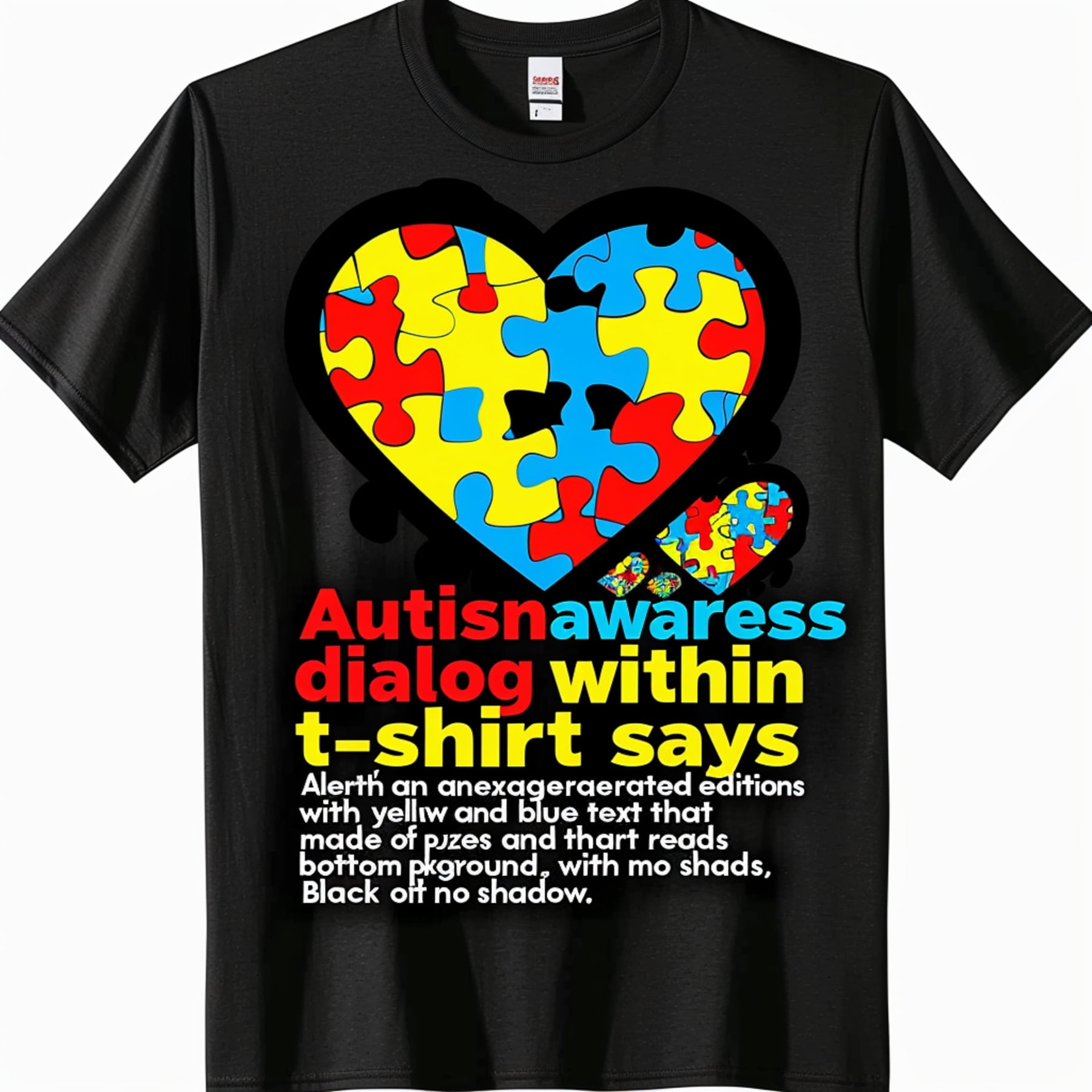 Autism Awareness TShirt: Exaggerated Edition with Puzzle Heart Design ...