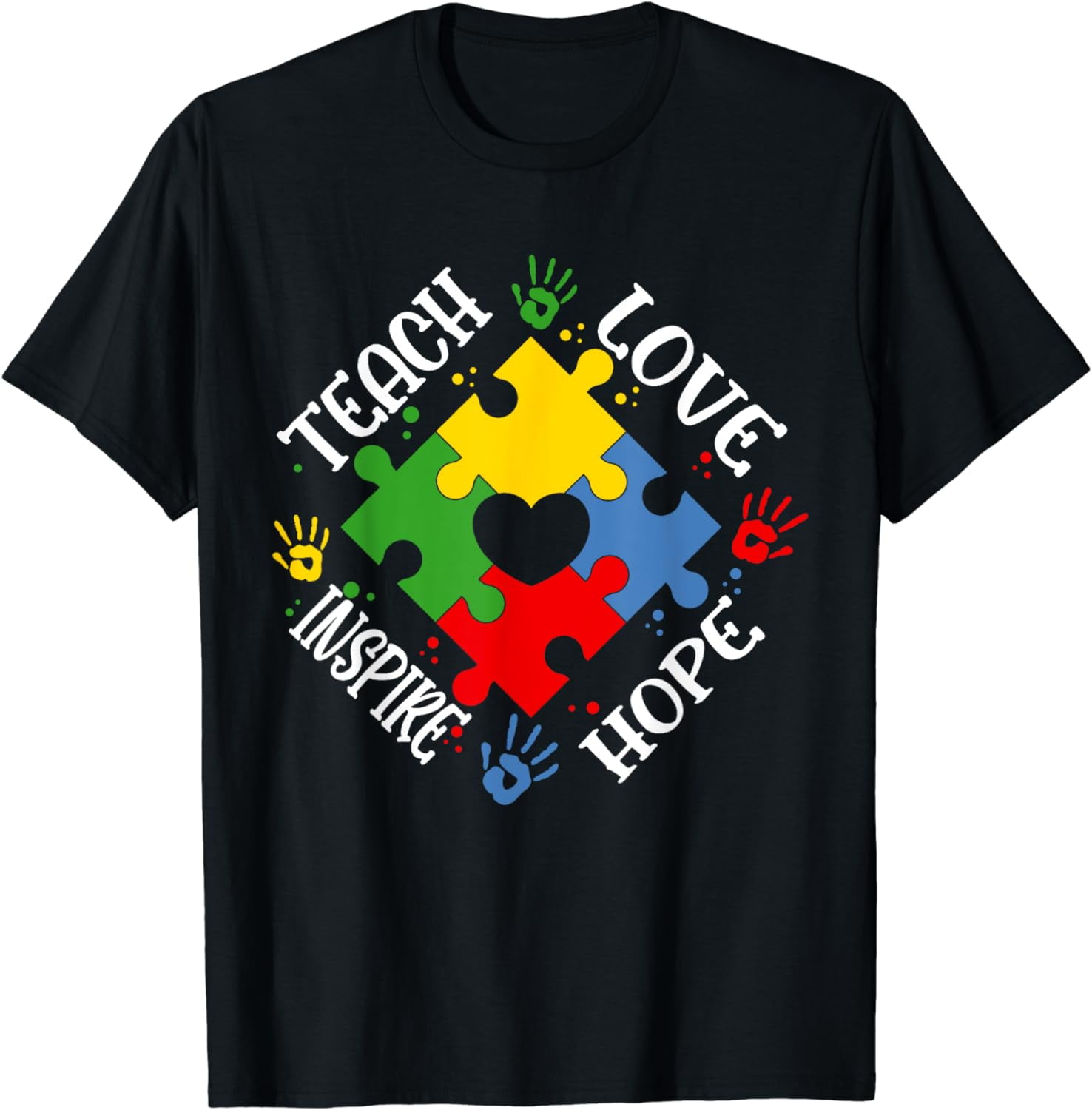 Autism Awareness Teacher Shirt Teach Hope Love Inspire Cotton T-Shirt ...