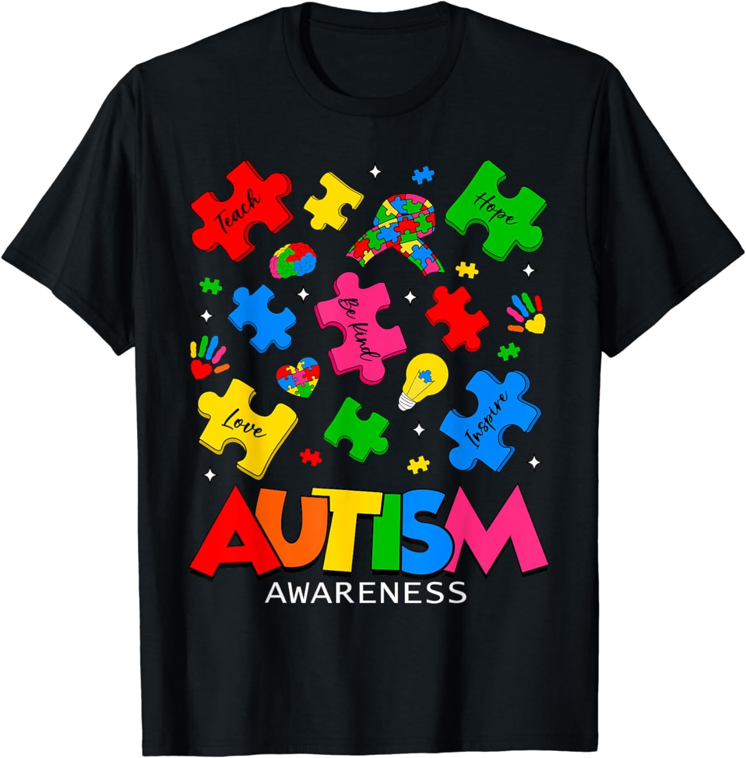 Autism Awareness Teacher Shirt Teach Hope Love Inspire T-Shirt ...
