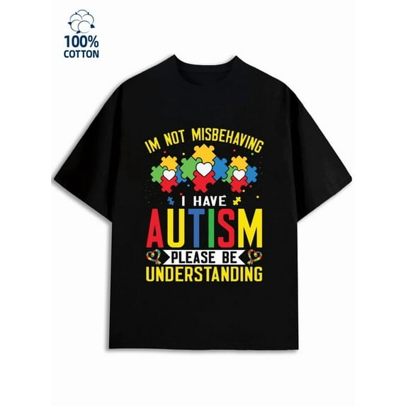 Autism Awareness Tee for men funny humor 180G 100% Cotton black sixty ...