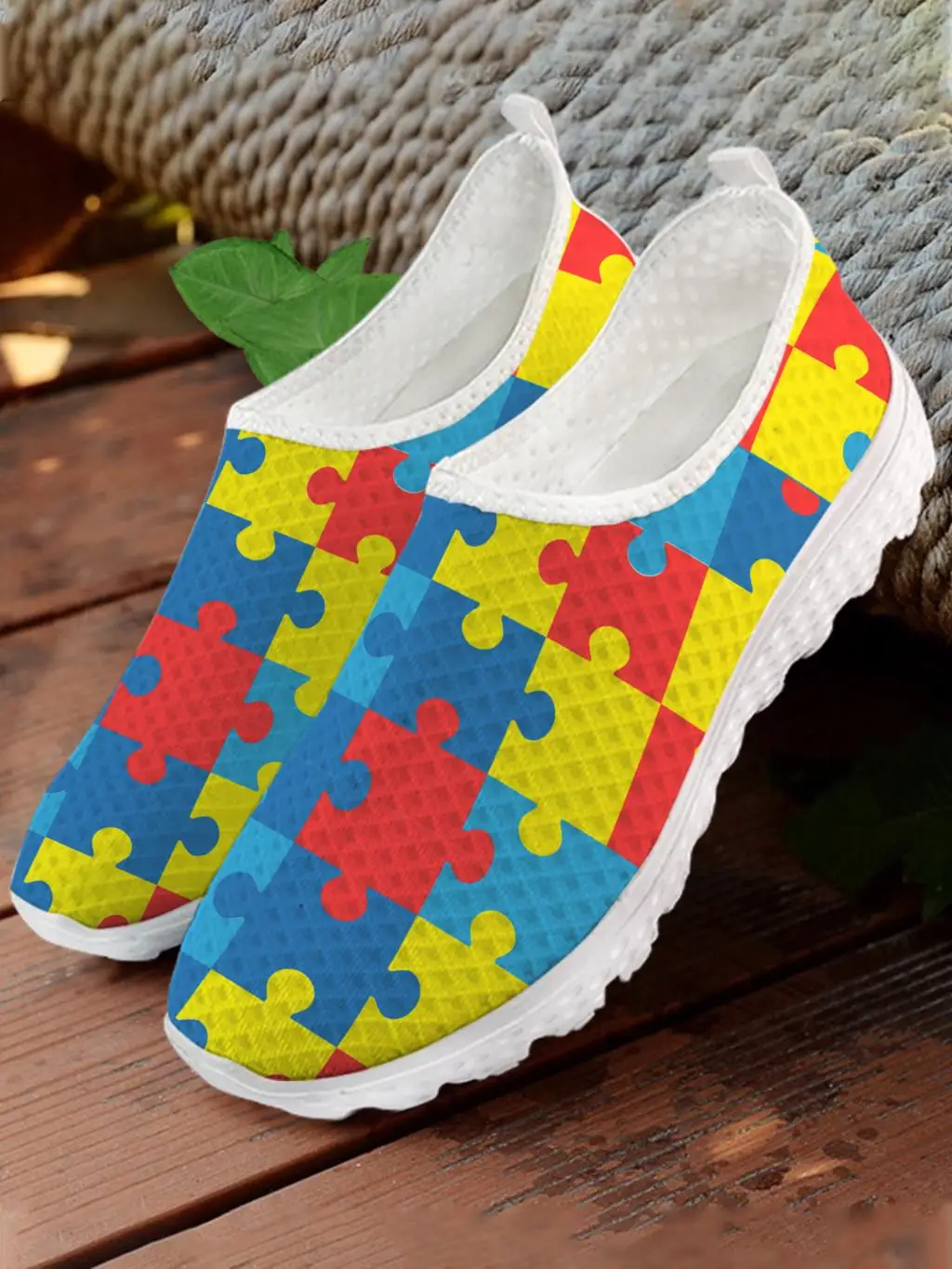 Autism Awareness Themed Design Mesh Shoes Comfortable Leisure Shoes ...