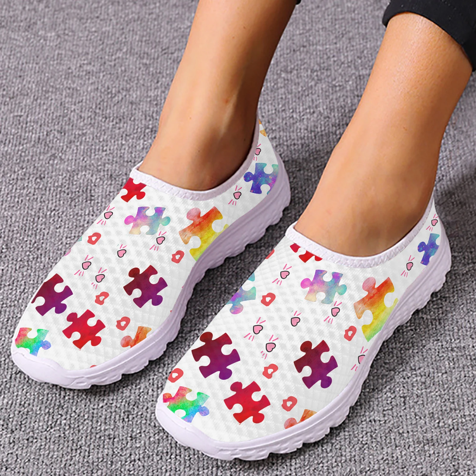 Autism Awareness Themed Design Mesh Shoes Comfortable Leisure Shoes ...