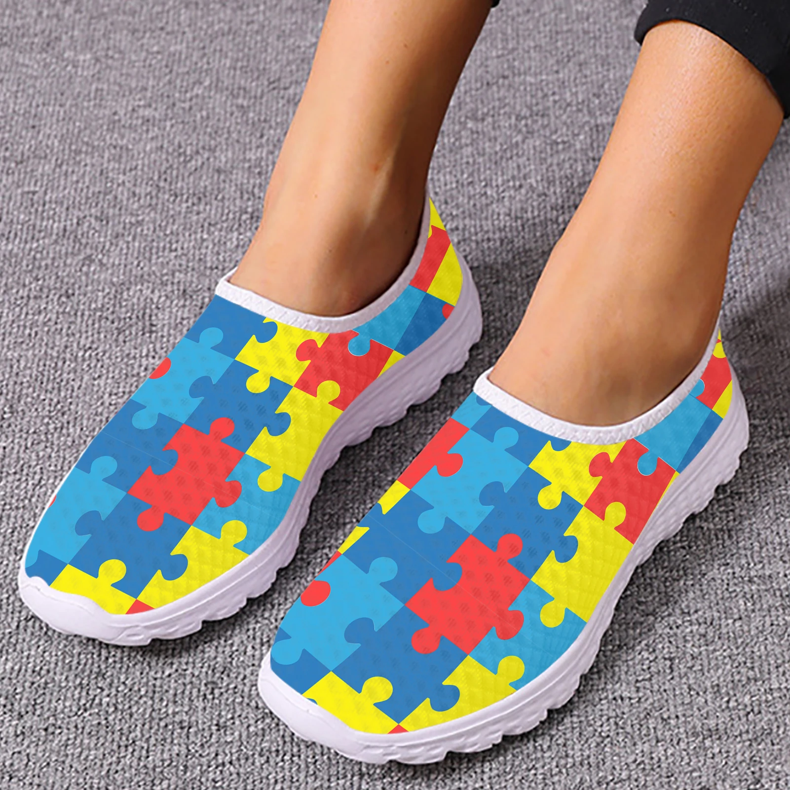 Autism Awareness Themed Design Mesh Shoes Comfortable Leisure Shoes ...