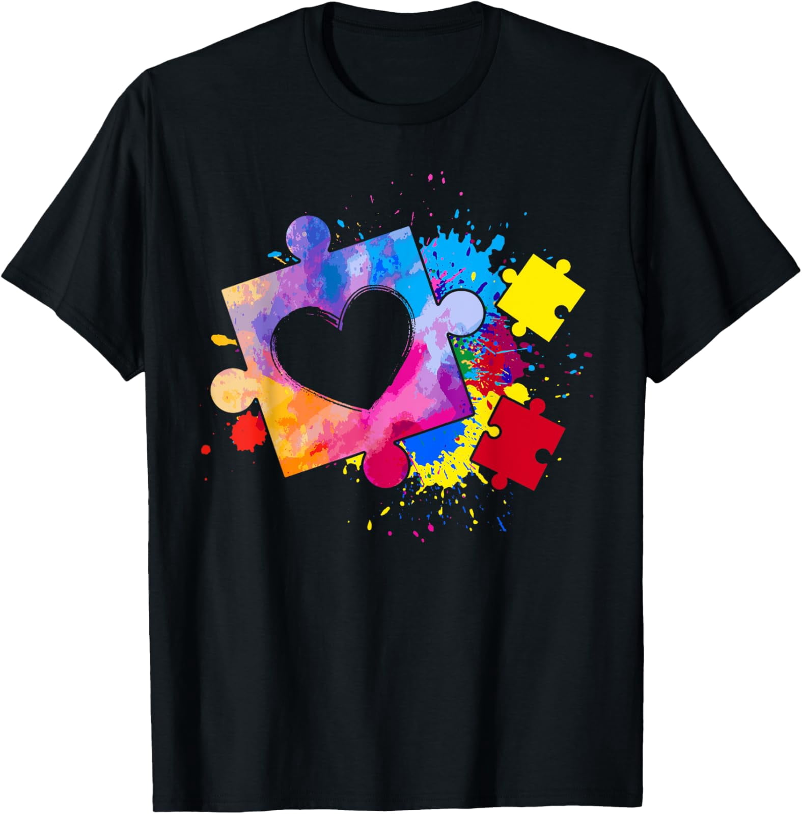 Autism Awareness Tie Dye Puzzle Piece Heart Boys Girls T-Shirt ...