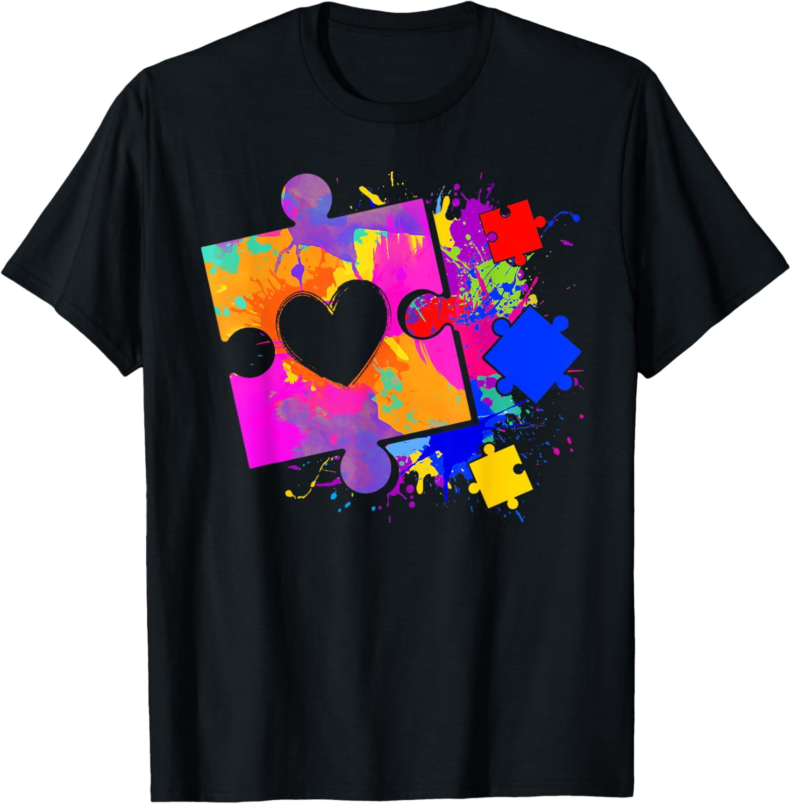 Autism Awareness Tie Dye Puzzle Piece Heart Boys Girls T-Shirt ...