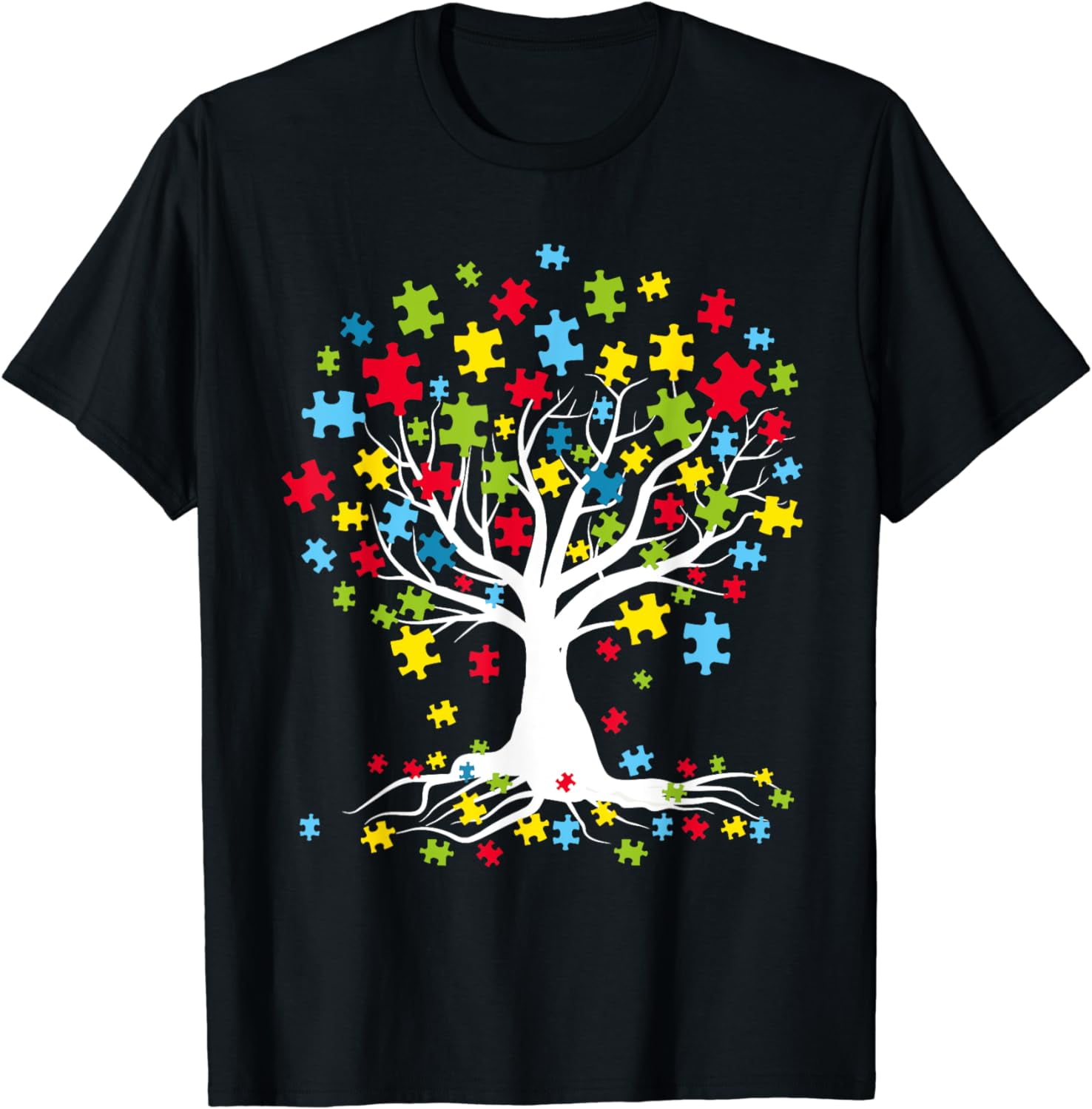 Autism Awareness Tree Autism Puzzle Tree Autism Awareness T-Shirt ...