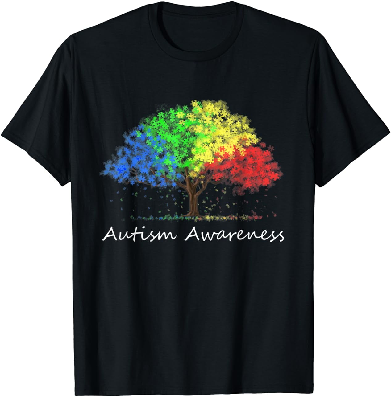 Autism Awareness Tree With Colored Puzzle Pieces For Leaves T-Shirt ...